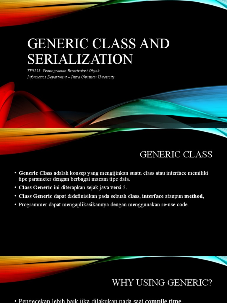 Generic Class and Serialization | PDF Generic Class and Serialization | PDF