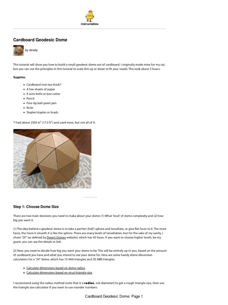 Cardboard Geodesic Dome | PDF | Triangle | Plywood