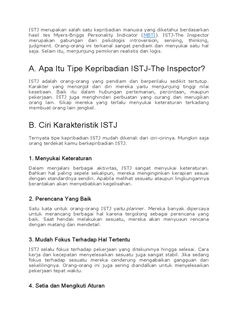 ISTJ | PDF | Pengembangan Diri