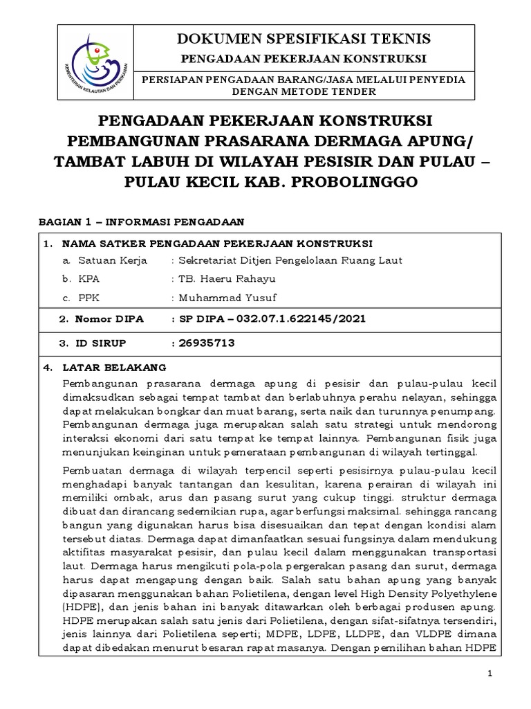 Tender Dermaga Apung Probolinggo | PDF | Bisnis