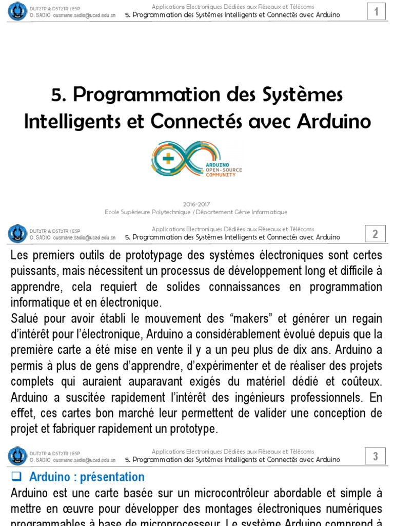 Programmation Des Systèmes Intelligents Et Connectés Avec Arduino | PDF | Structure de contrôle ...