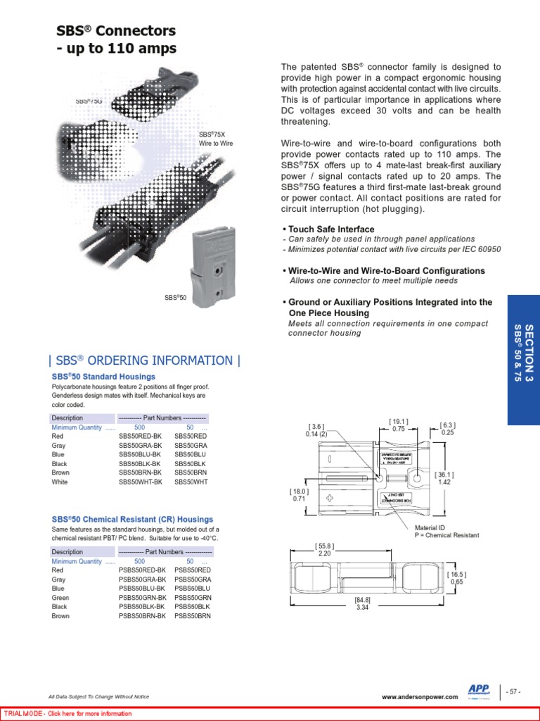 SBS Connectors - Up To 110 Amps | PDF | Electrical Connector | Printed ...