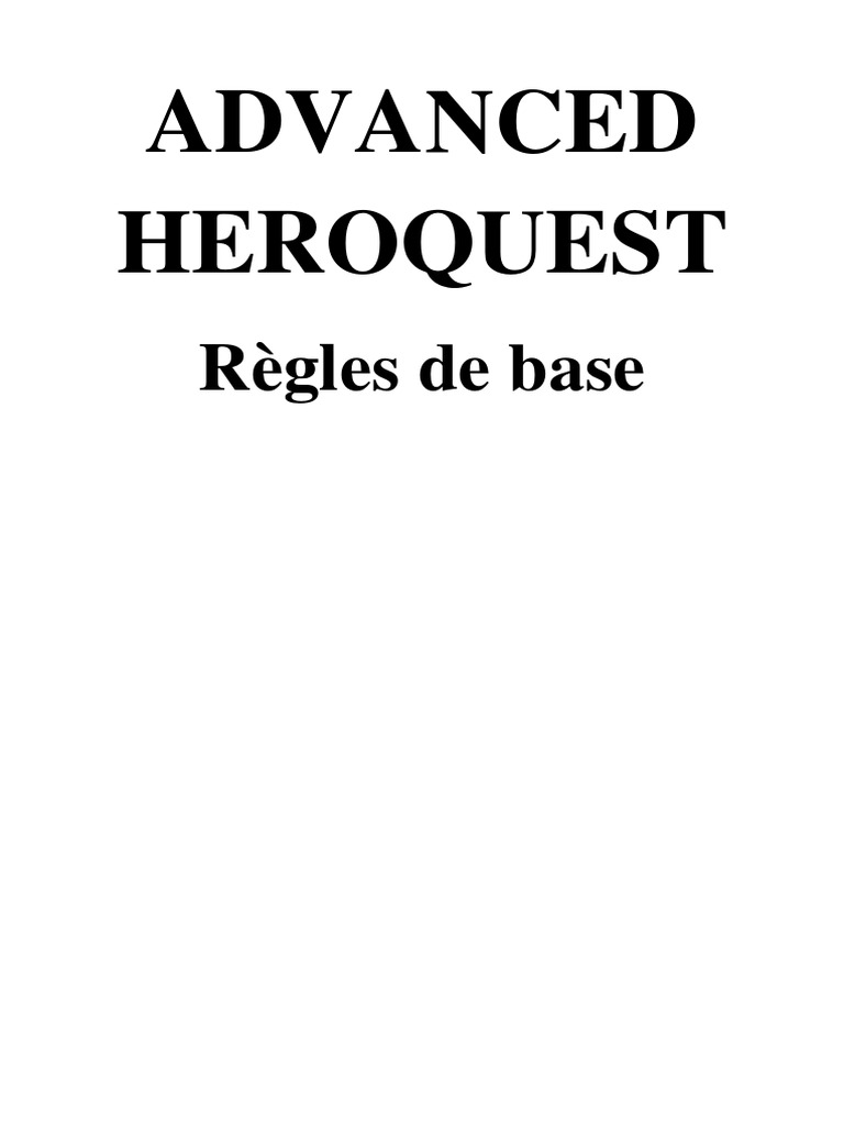 Règles d'Advanced Heroquest | PDF | Activités de loisir | Divertissement