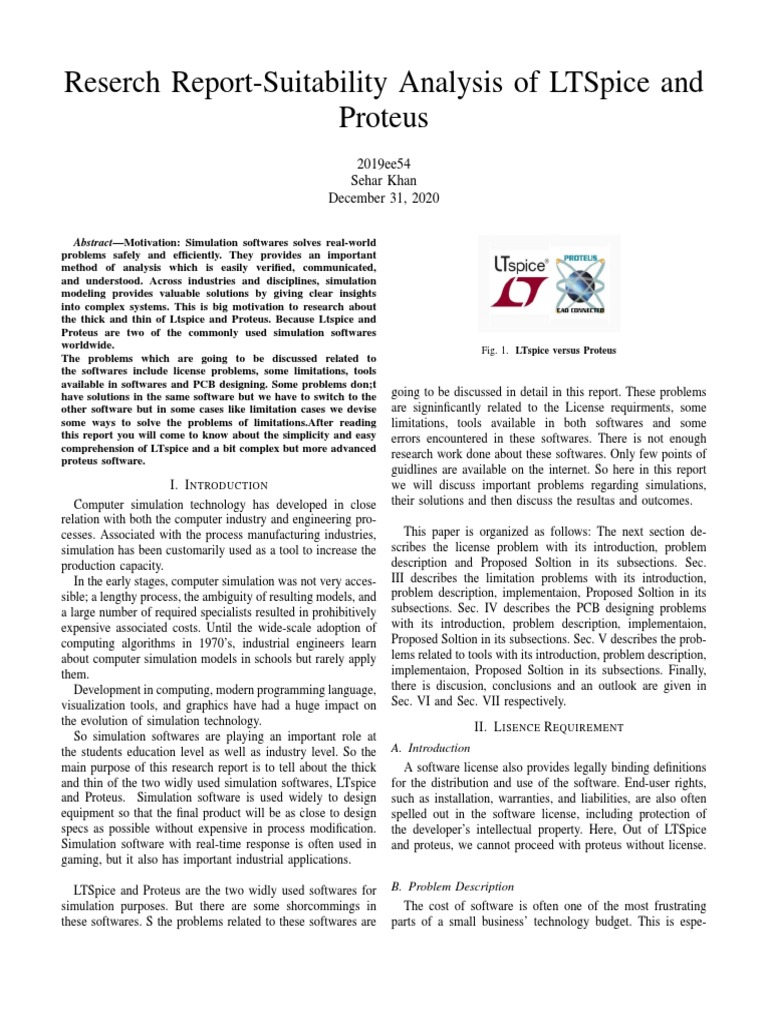 Research Report On LTSpice and Proteus | PDF | Electrical Network ...