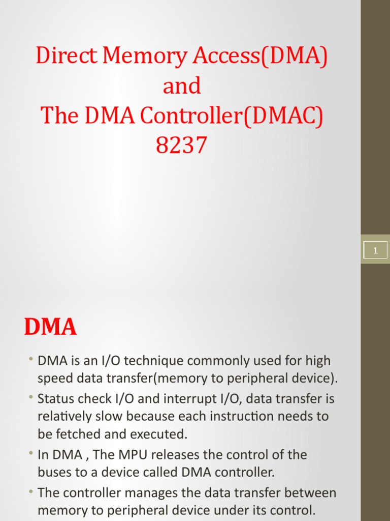 Direct Memory Access (DMA) and The DMA Controller (DMAC) 8237 | PDF ...