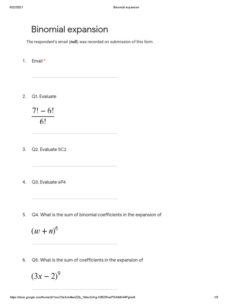 Binomial Expansion Questions | PDF