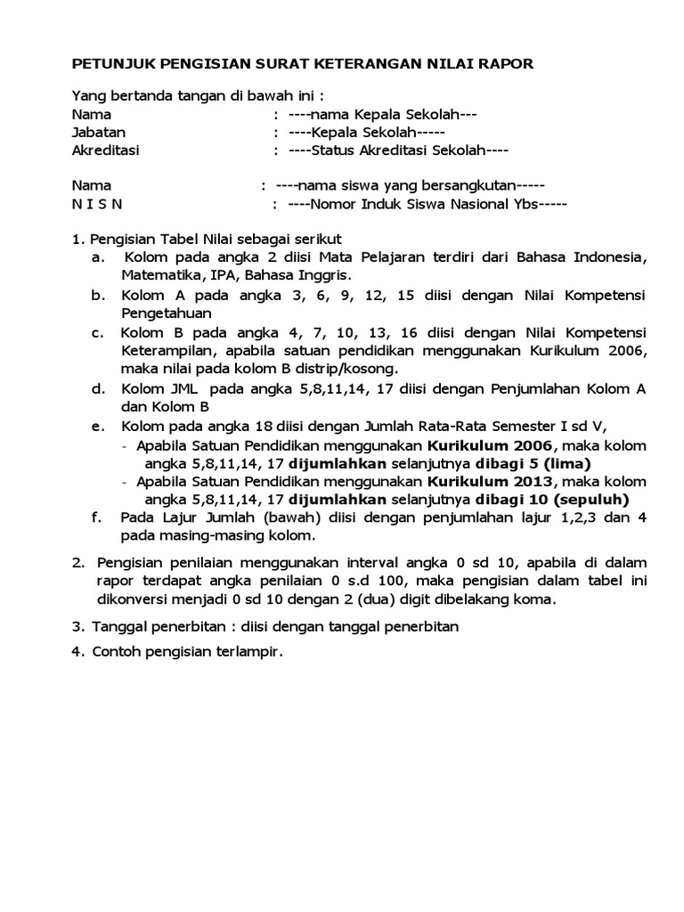 Contoh Raport SMP | PDF