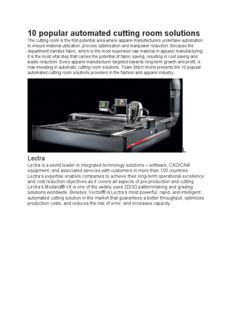 10 Popular Automated Cutting Room Solutions: L Lectra | PDF ...