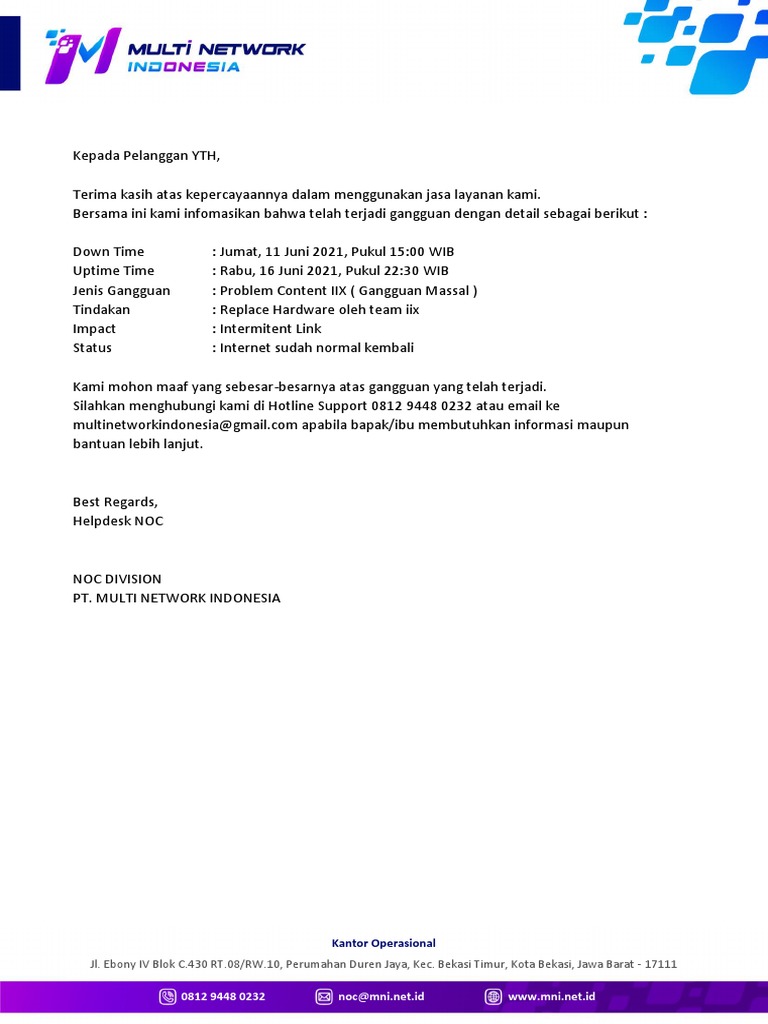 Rfo Penyelesaian Gangguan Mni - Net.id | PDF