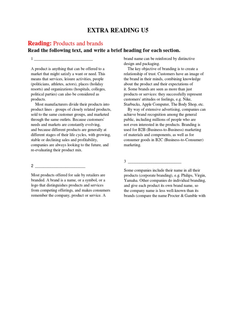 Extra Reading U5 | PDF | Brand | Retail