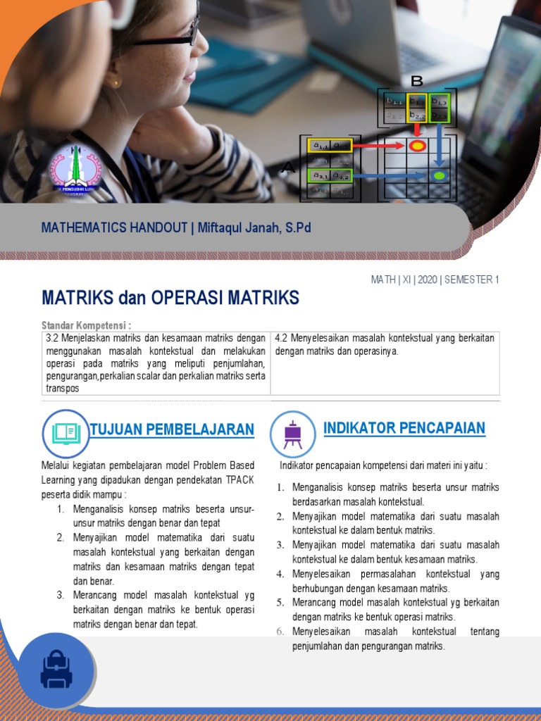 Bahan Ajar Operasi Matriks | PDF