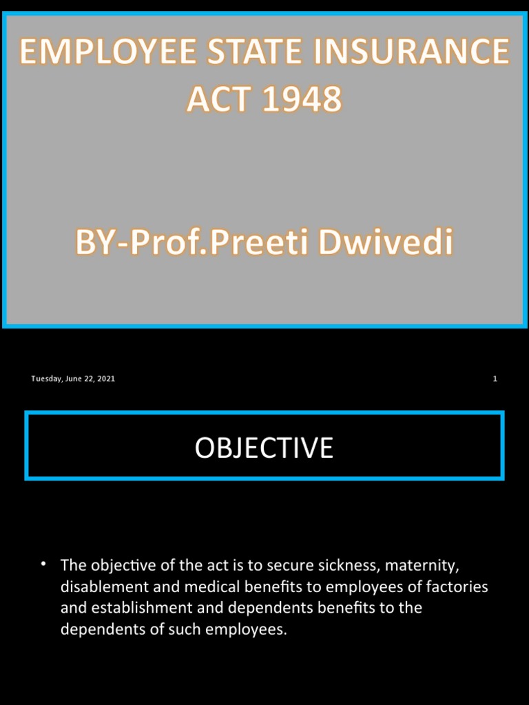 Employee State Insurance Act 1948 | PDF | Social Programs | Employment