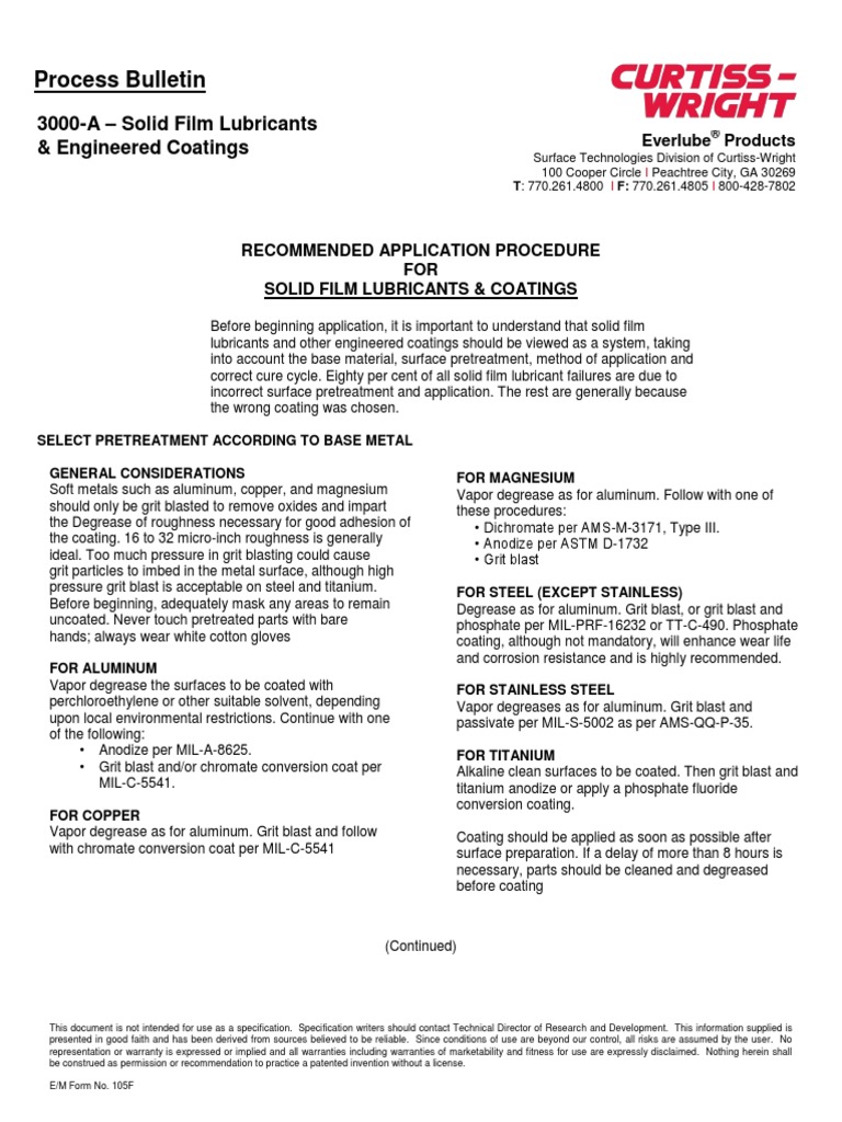 Process Bulletin: 3000-A - Solid Film Lubricants & Engineered Coatings ...