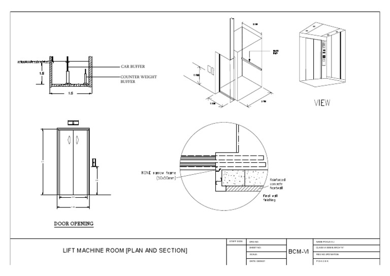 Lift Machine Room Plan and Section | PDF