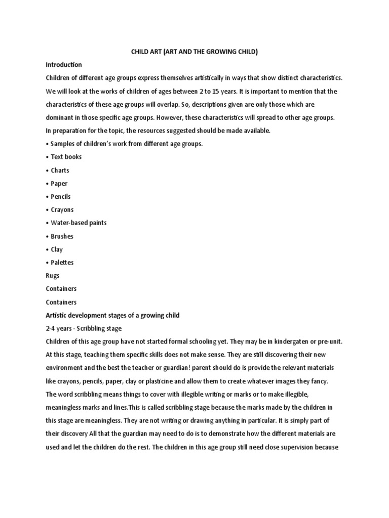 Child Art Notes Students | PDF | Perspective (Graphical) | Drawing