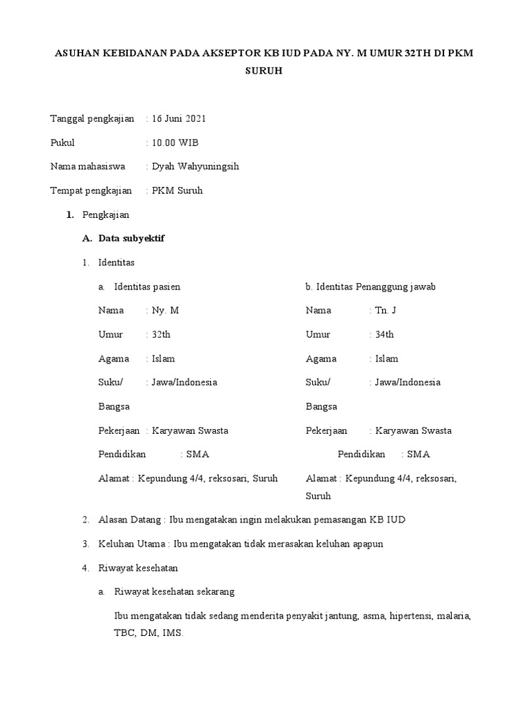 Asuhan Kebidanan Akseptor KB IUD | PDF