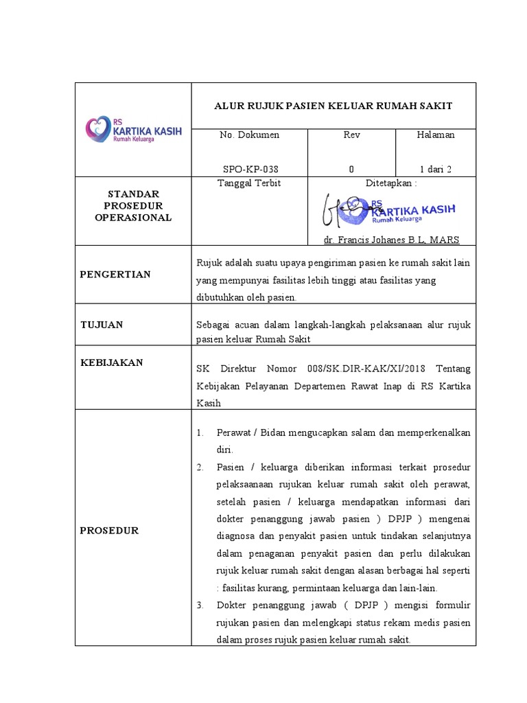 Spo Rujuk Pasien Ke Luar RS | PDF | Sains & Matematika