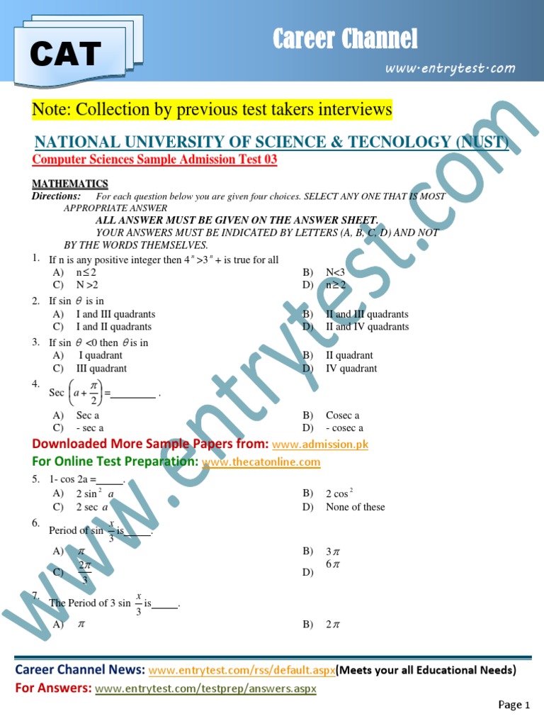 Past Papers Nust | PDF | Waves | Momentum
