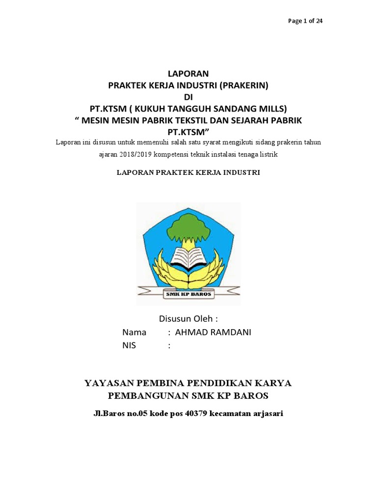 Laporan Prakerin DASEP | PDF | Seni