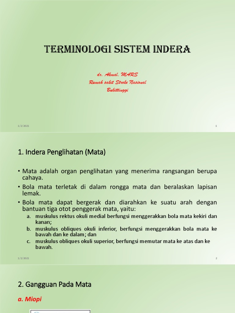 Terminologi Sistem Indera | PDF