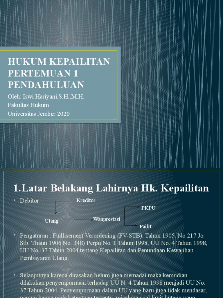 Hukum Kepailitan Pertemuan 1 | PDF