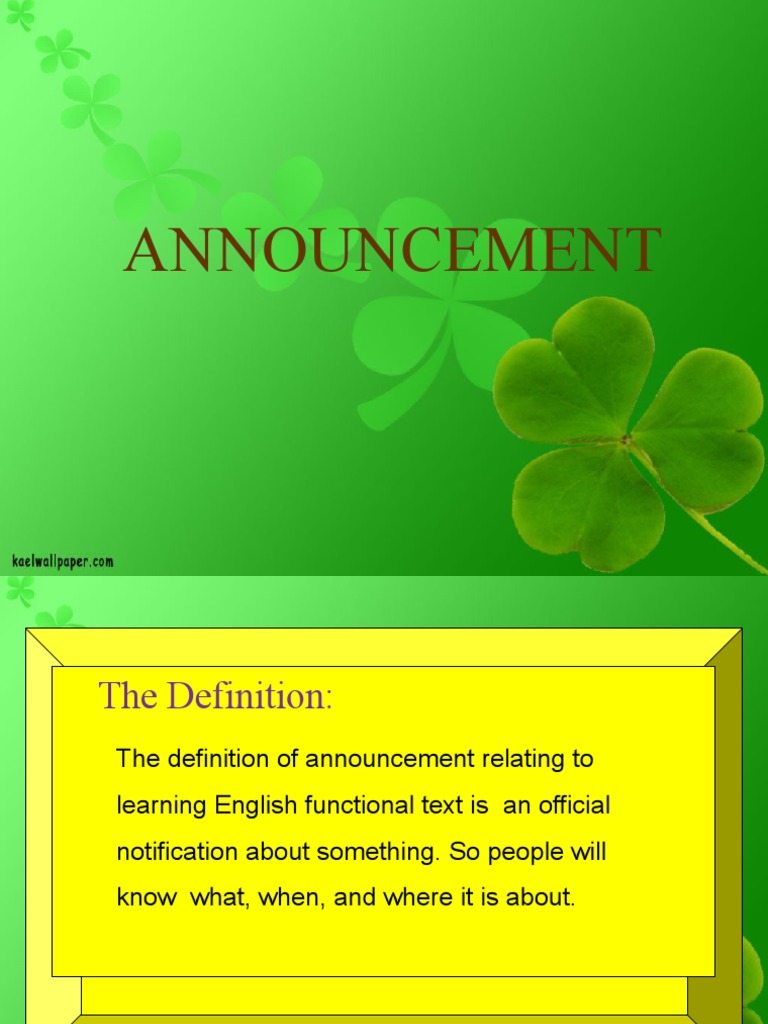 Announcement Structure and Features | PDF | Career & Growth | Language ...