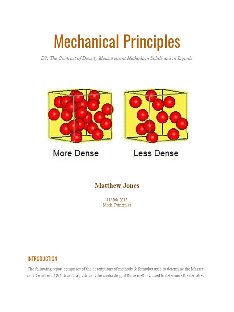 D2 Mechanical Principles | PDF | Density | Volume