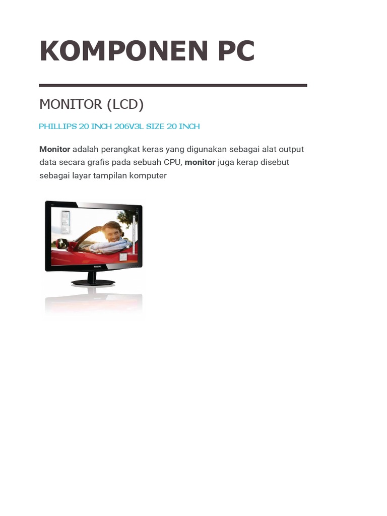 Komponen Utama Monitor Komputer LCD | PDF | Game & Aktivitas | Komputer