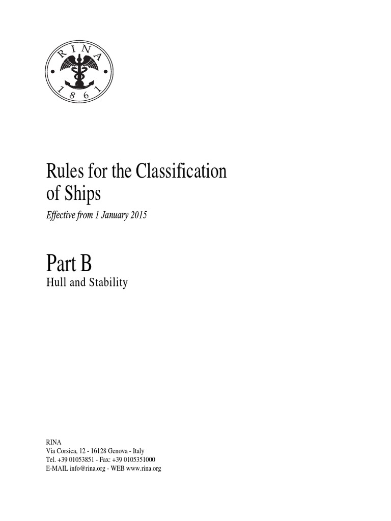 RINA Rules For The Classification 2015 Part B CH 9 To 12 | PDF | Deck ...