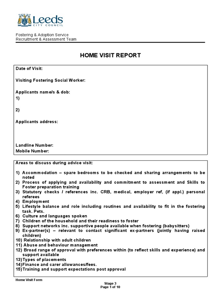 Home Visit Report | PDF | Caregiver | Recruitment