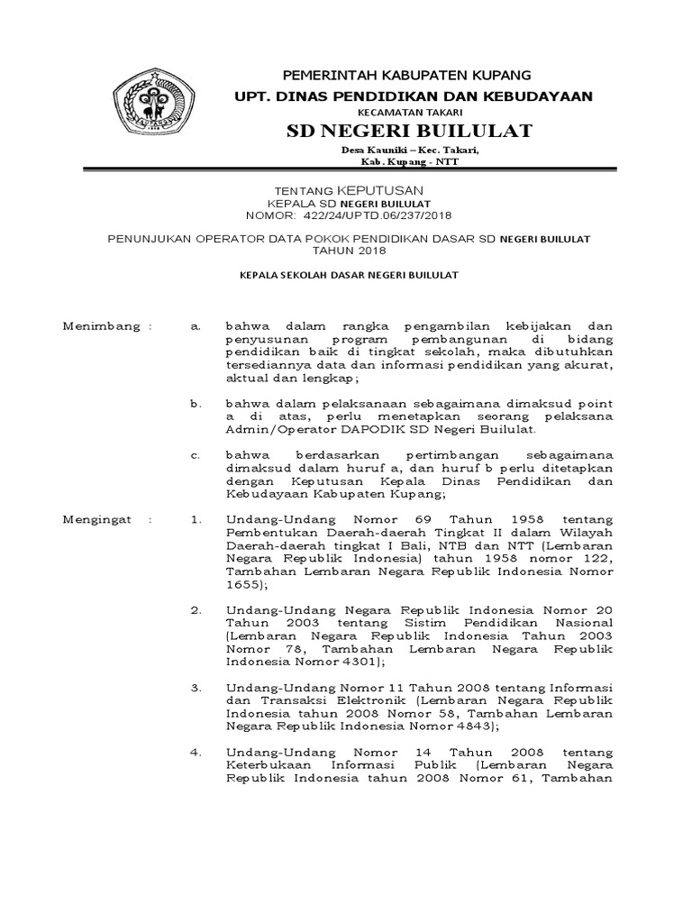 Contoh SK Operator | PDF