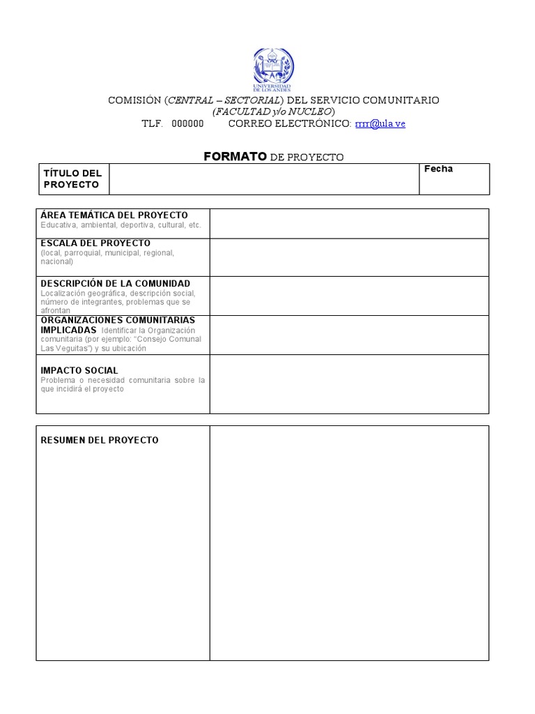 Formato de Proyecto de Servicio Comunitario | PDF | Negocios | Arte
