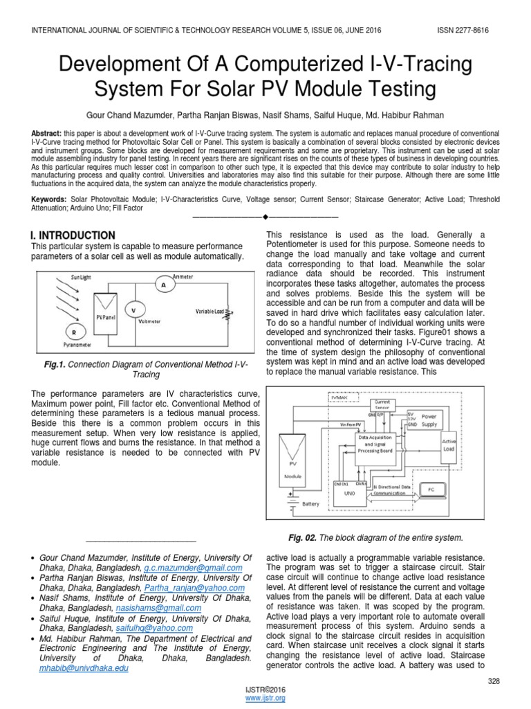 Development of A Computerized I V Tracing System For Solar PV Module ...
