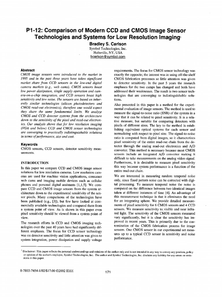 PI-12: Comparison of Modern CCD and CMOS Image Sensor Technologies and ...