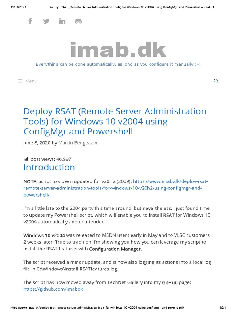 Deploy RSAT (Remote Server Administration Tools) For Windows 10 v2004 ...