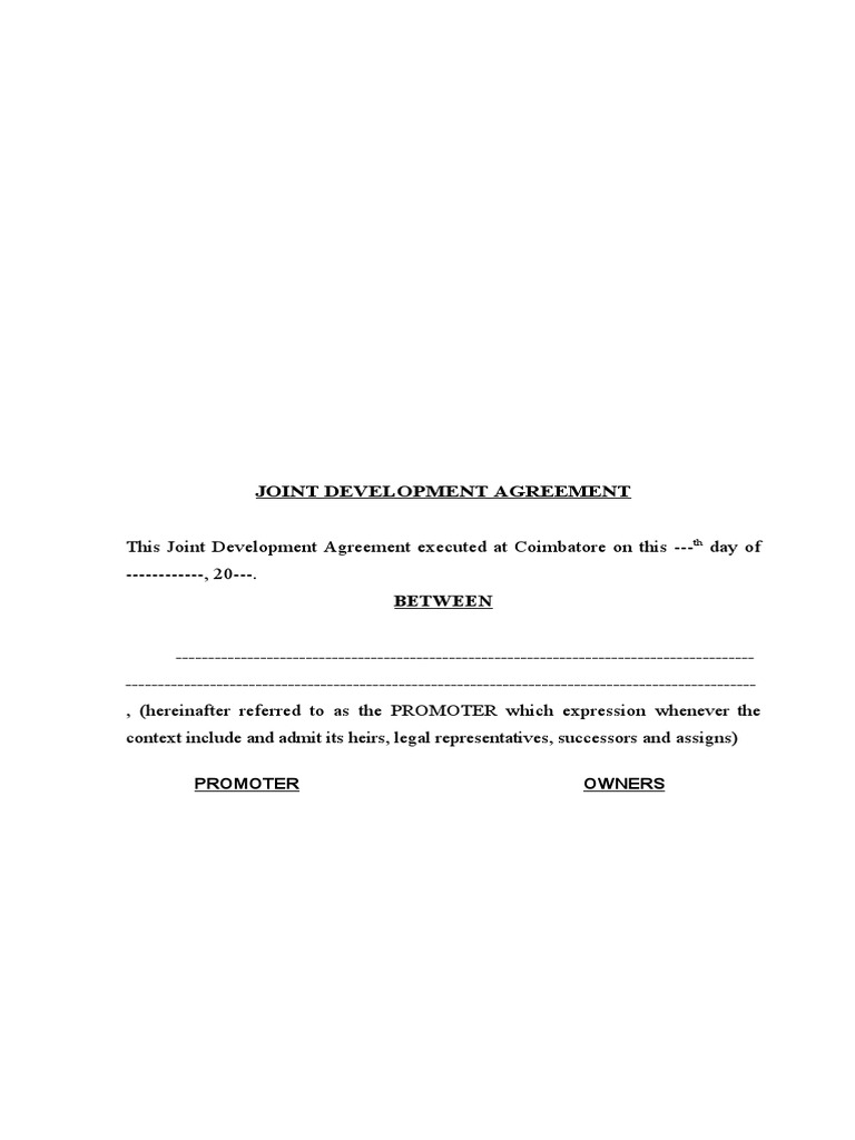 Joint Development Agreement Model | Download Free PDF | Indemnity ...