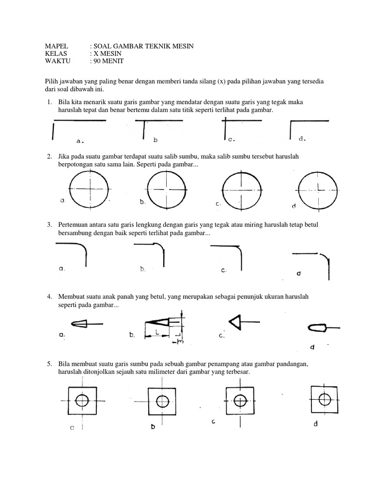 Soal Gambar Teknik Mesin | PDF