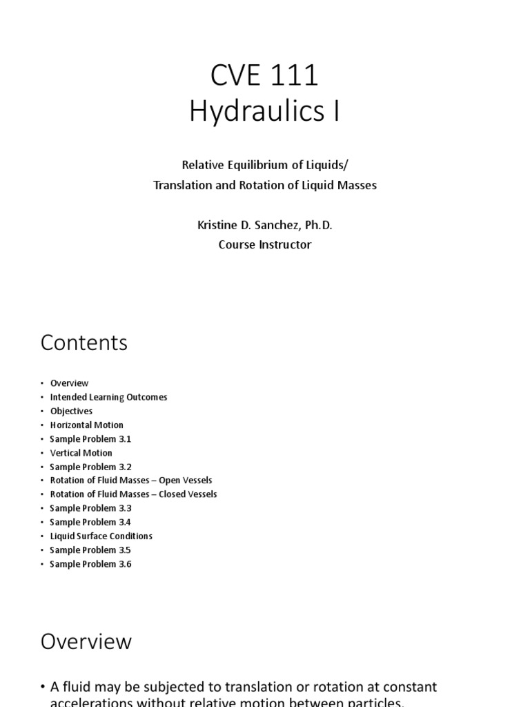 Topic 3 Relative Equilibrium of Liquids | PDF | Rotation Around A Fixed ...