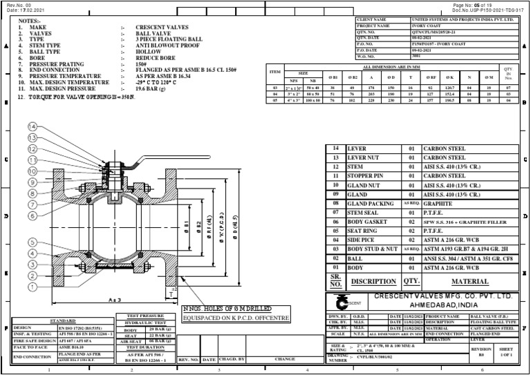 Crescent Valves Mfg. Co. Pvt. Ltd. Ahmedabad, India: SR. NO ...