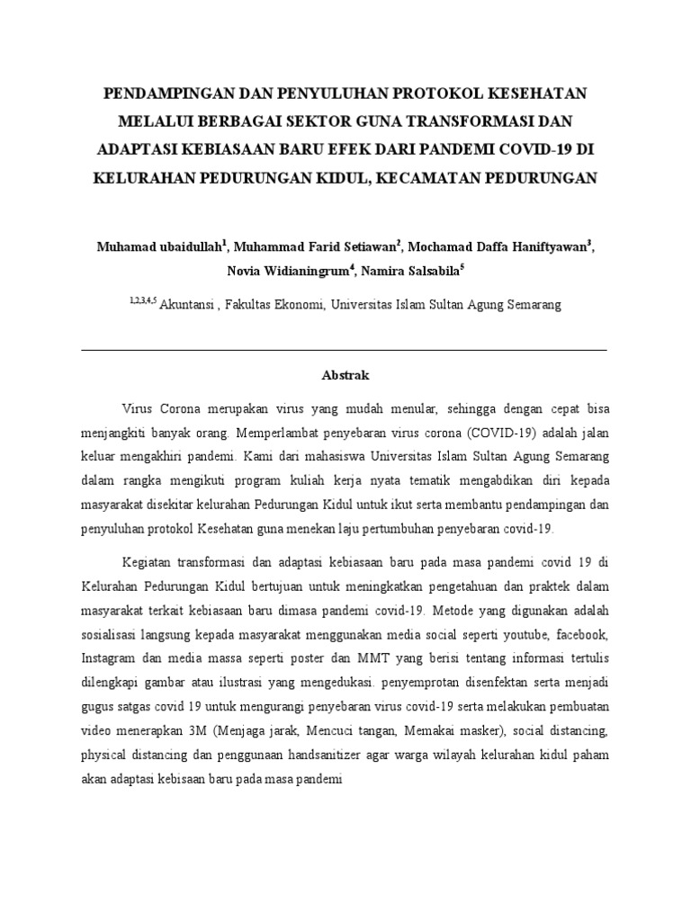 Pendampingan Protokol Kesehatan KKN | PDF