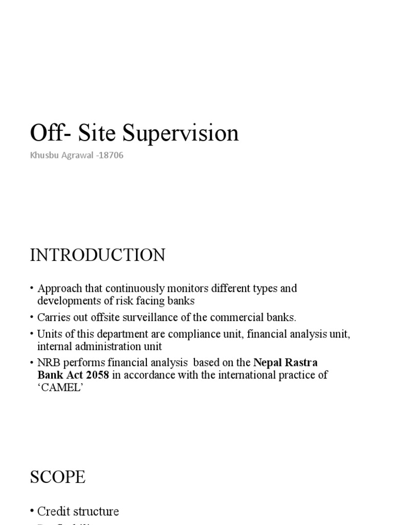 Off-Site Supervision in Banking Risk Management | PDF