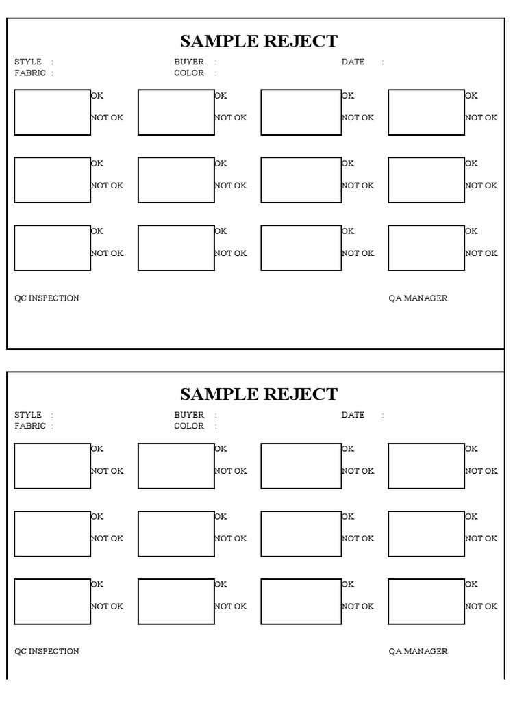 Form Sample Reject | PDF
