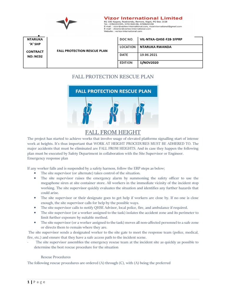 Fall Protection Rescue Plan | PDF | Emergency | Safety