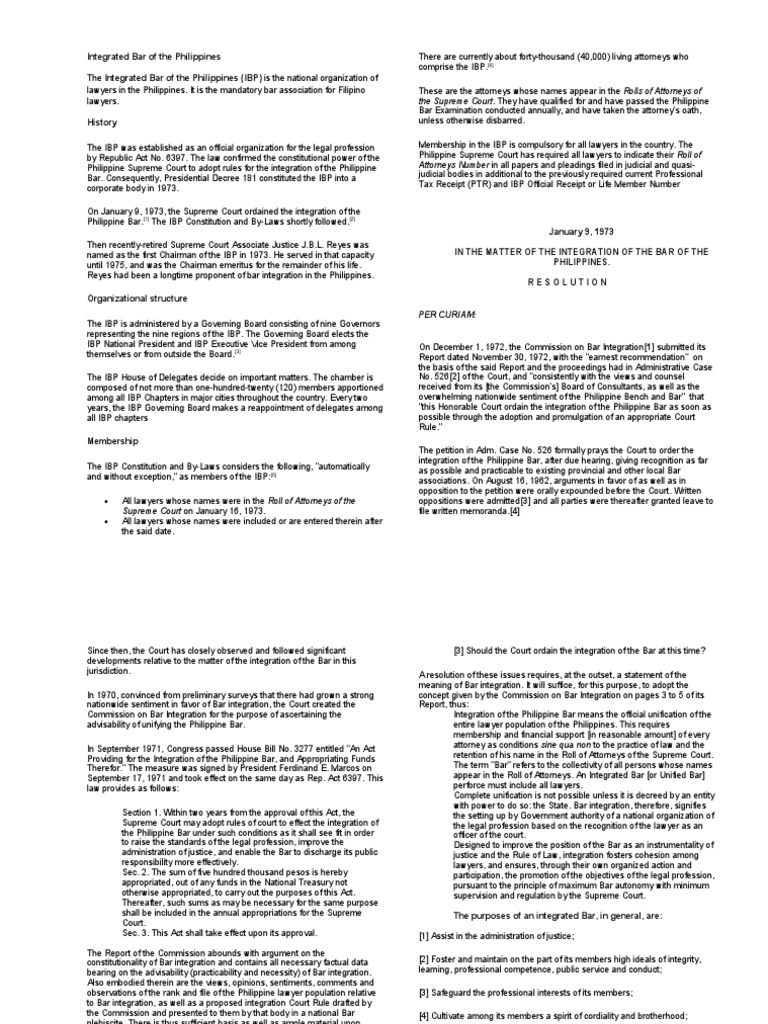 History of the Integrated Bar of the Philippines | PDF | Justice ...