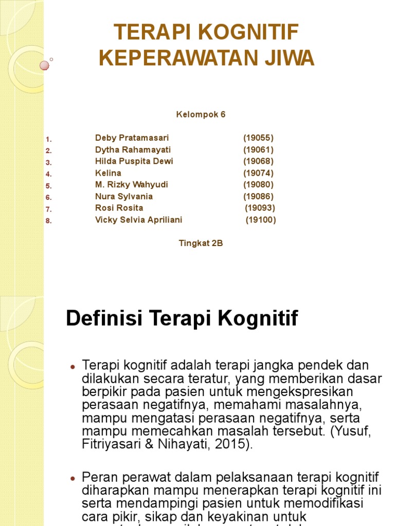 Kelompok 6 Terapi Kognitif. Kep Jiwa-1 | PDF