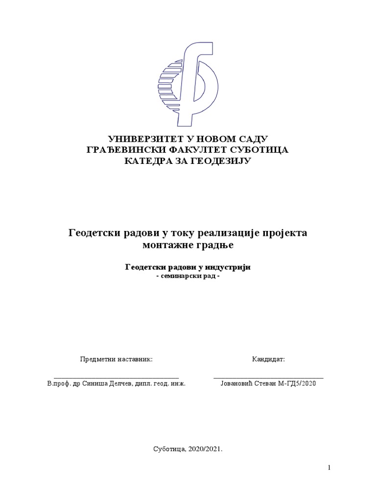 Geodetski Radovi U Industriji - Seminarski Rad | PDF