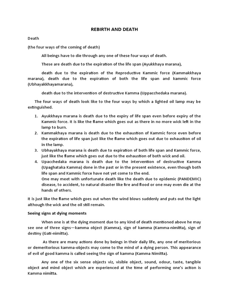 Notes On Rebirth and Death | PDF | Gautama Buddha | Soul