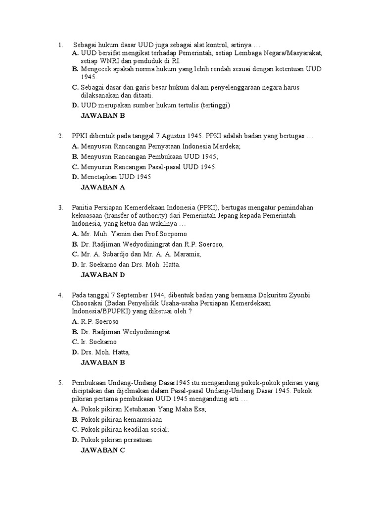 Contoh SOAL UUD 1945 | PDF