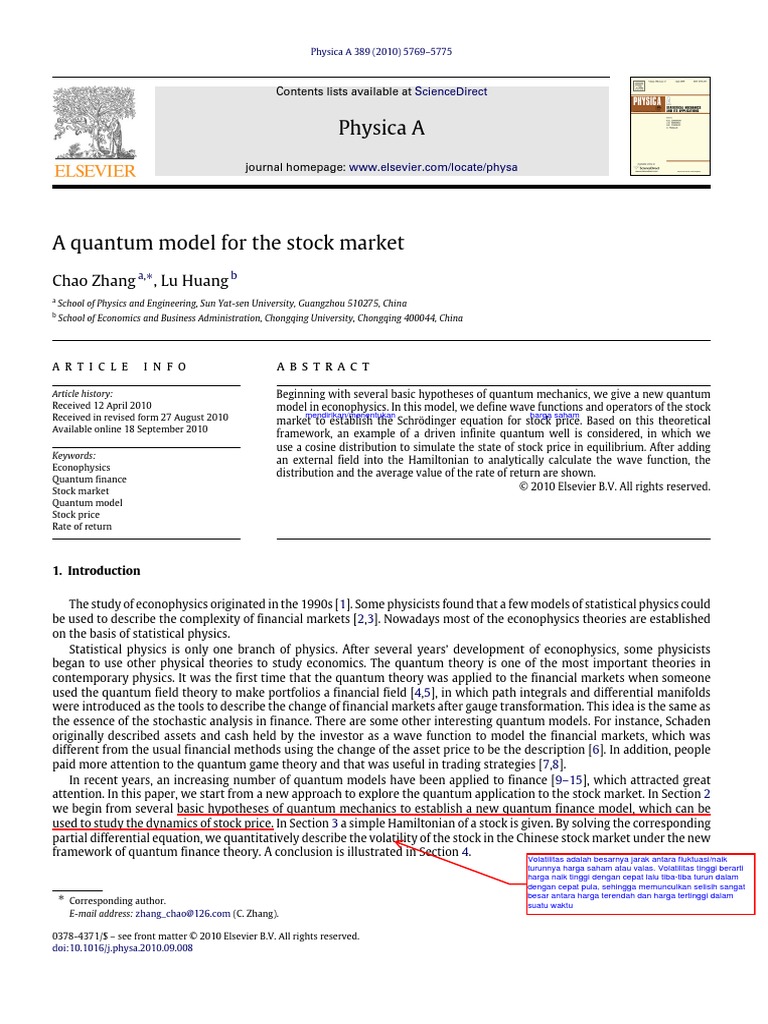 A Quantum Model For The Stock Market - Zhang2010 | PDF | Uncertainty ...