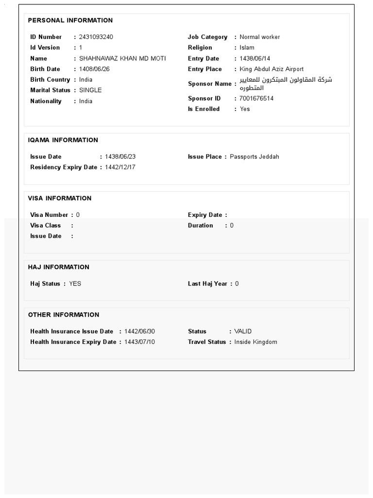 Personal Information | PDF